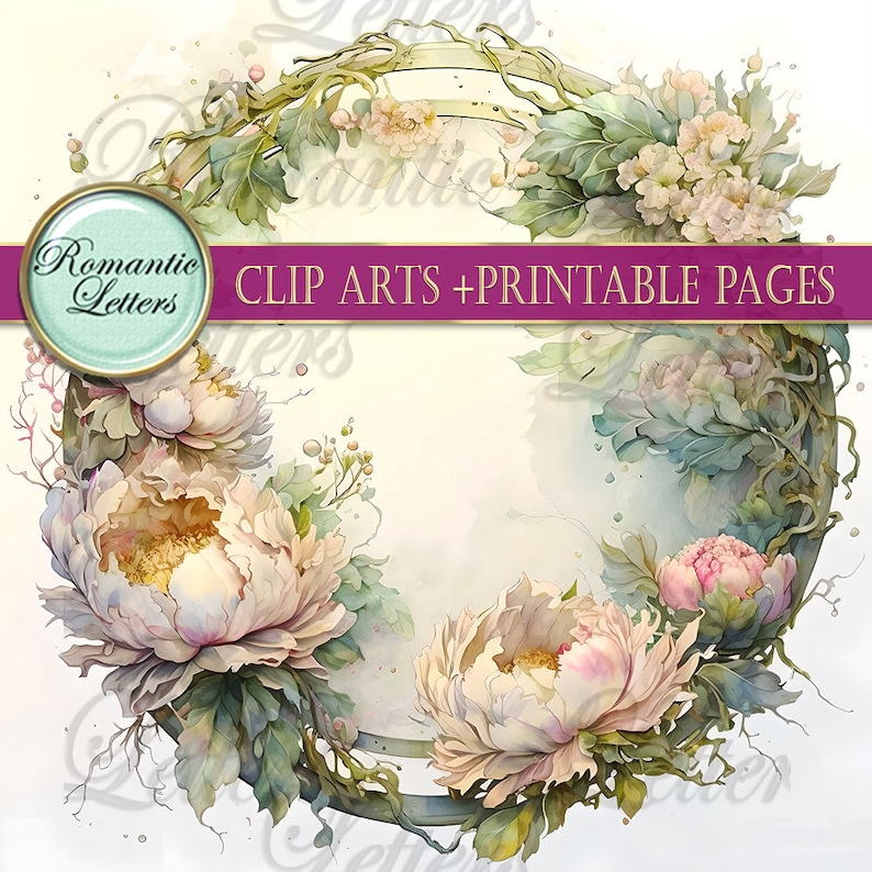 Digital Scrapbook Clip Art Flowers Watercolor Clipart Floral - Etsy
