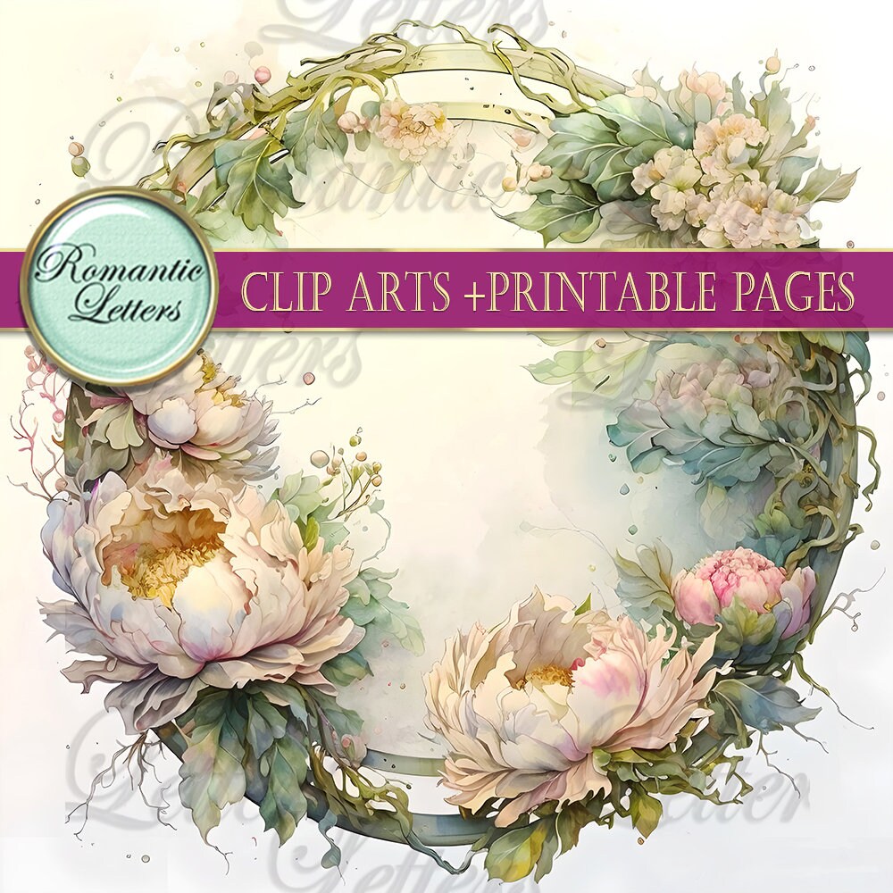 Digital Scrapbook Clip Art Flowers Watercolor Clipart Floral - Etsy