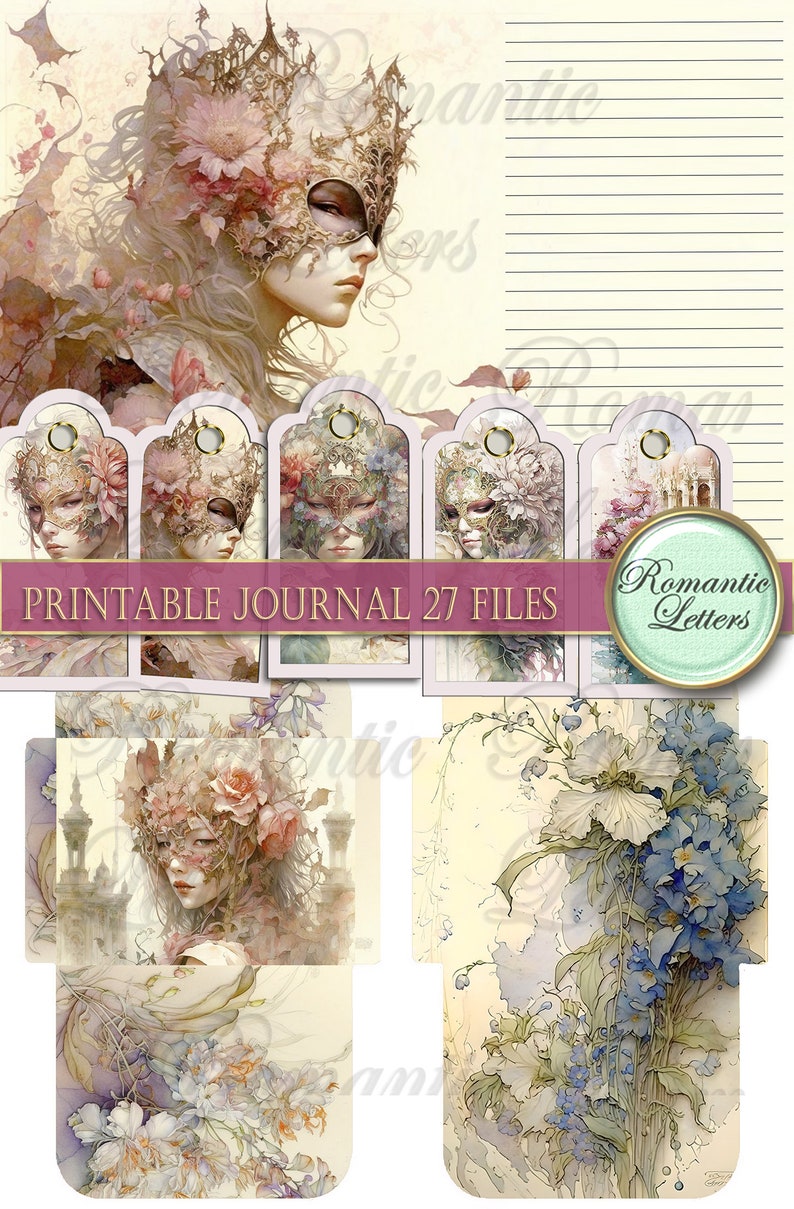 Venice Carnival Printable Junk Journal Kit Digital Printable Junk ...