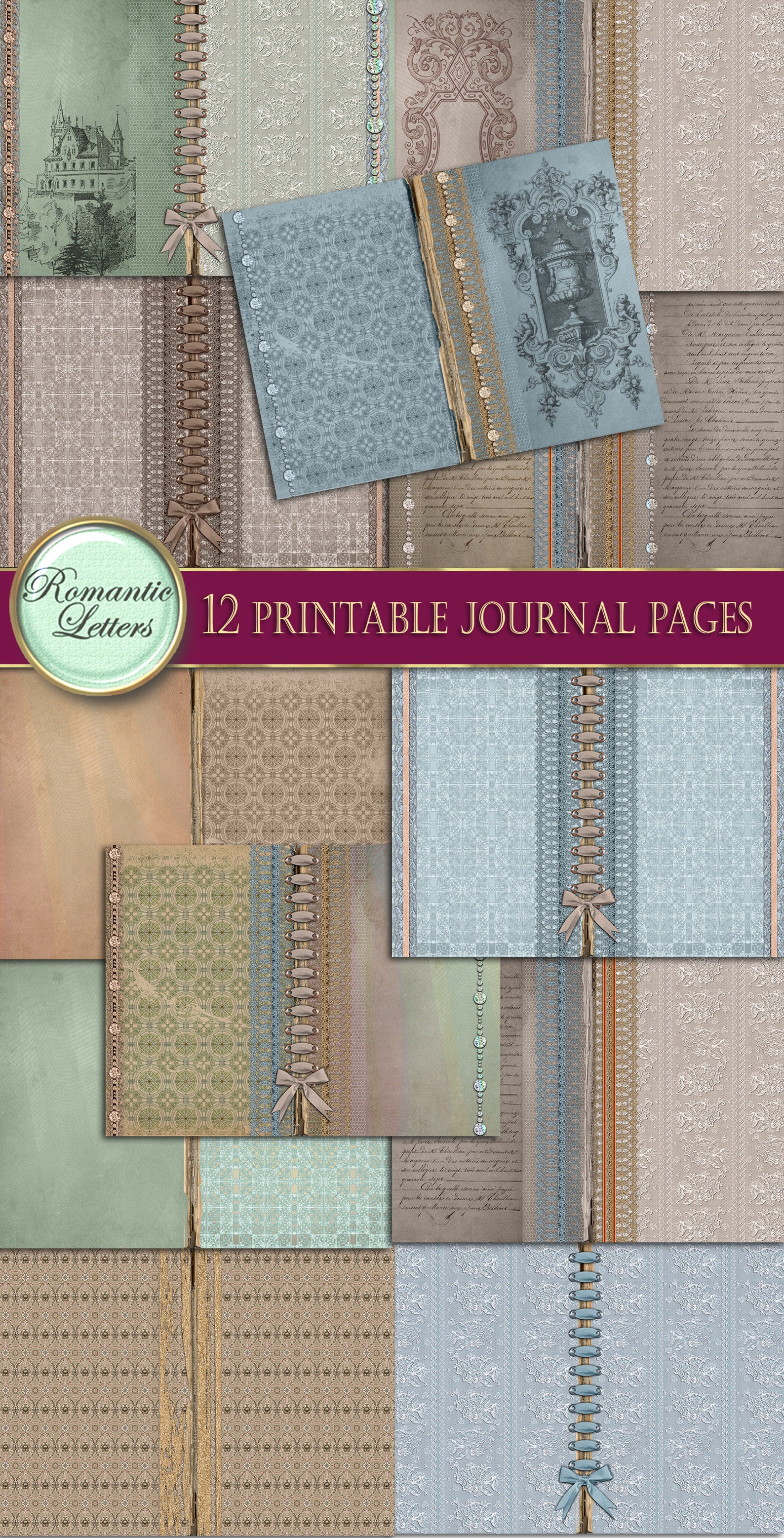 Printable Junk Journal Pages Digital Scrapbook Background | Etsy