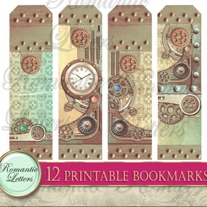 Printable Steampunk Bookmarks Set Digital Printable Gift Tags Printable ...