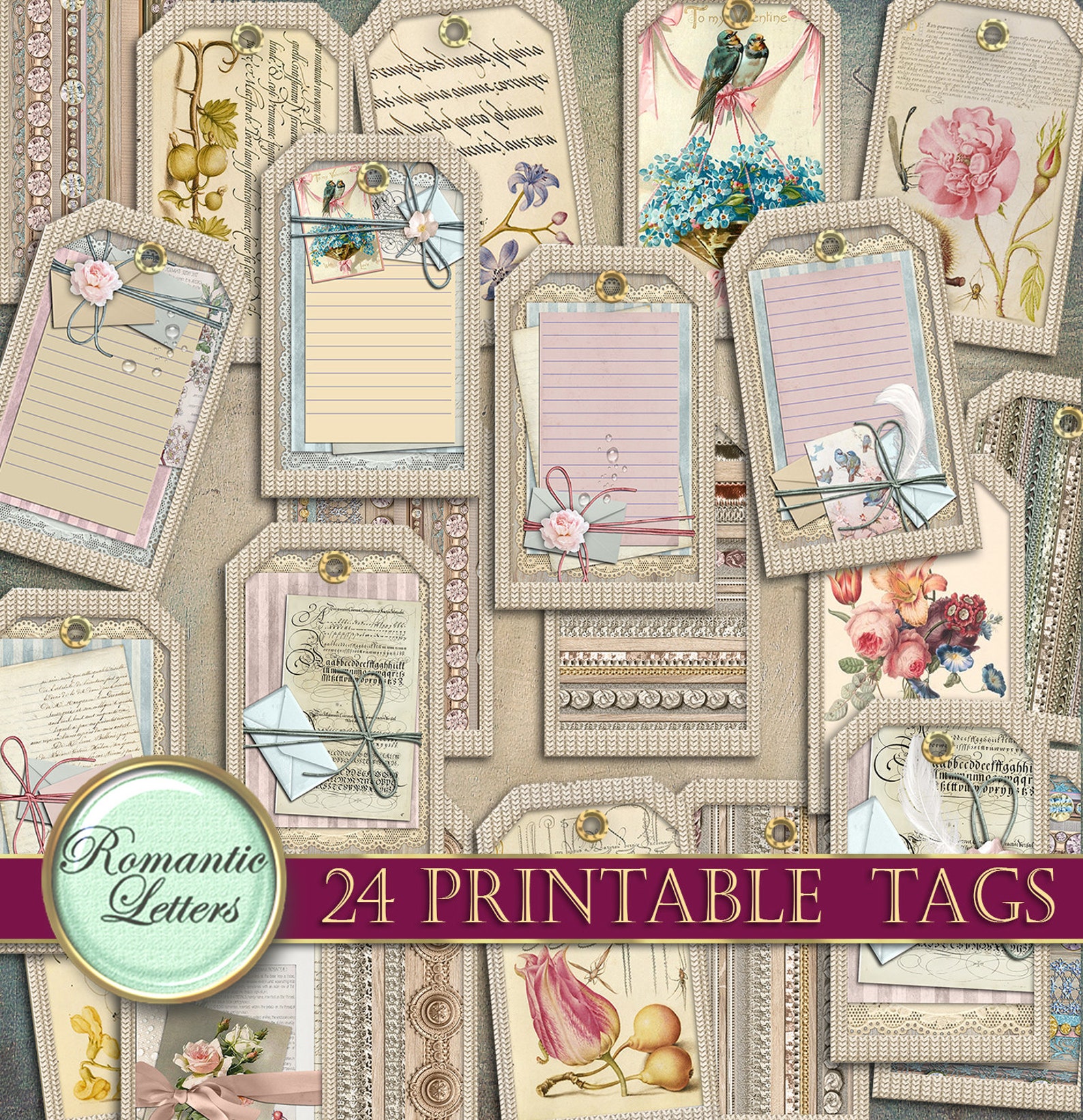 Printable Junk Journal Tags Printable Gift Tags Printable Bookmark ...