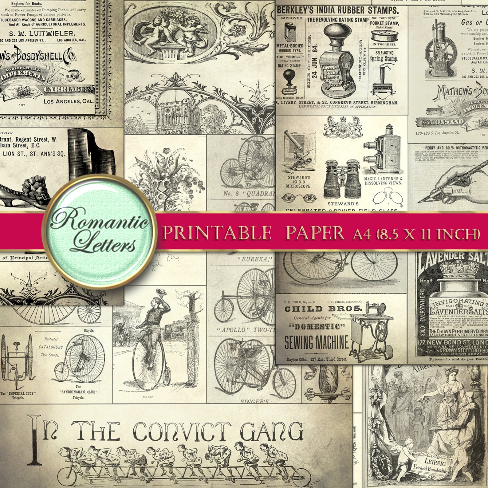 Ephemera Digital Paper Pack Digital Paper Victorian Digital | Etsy