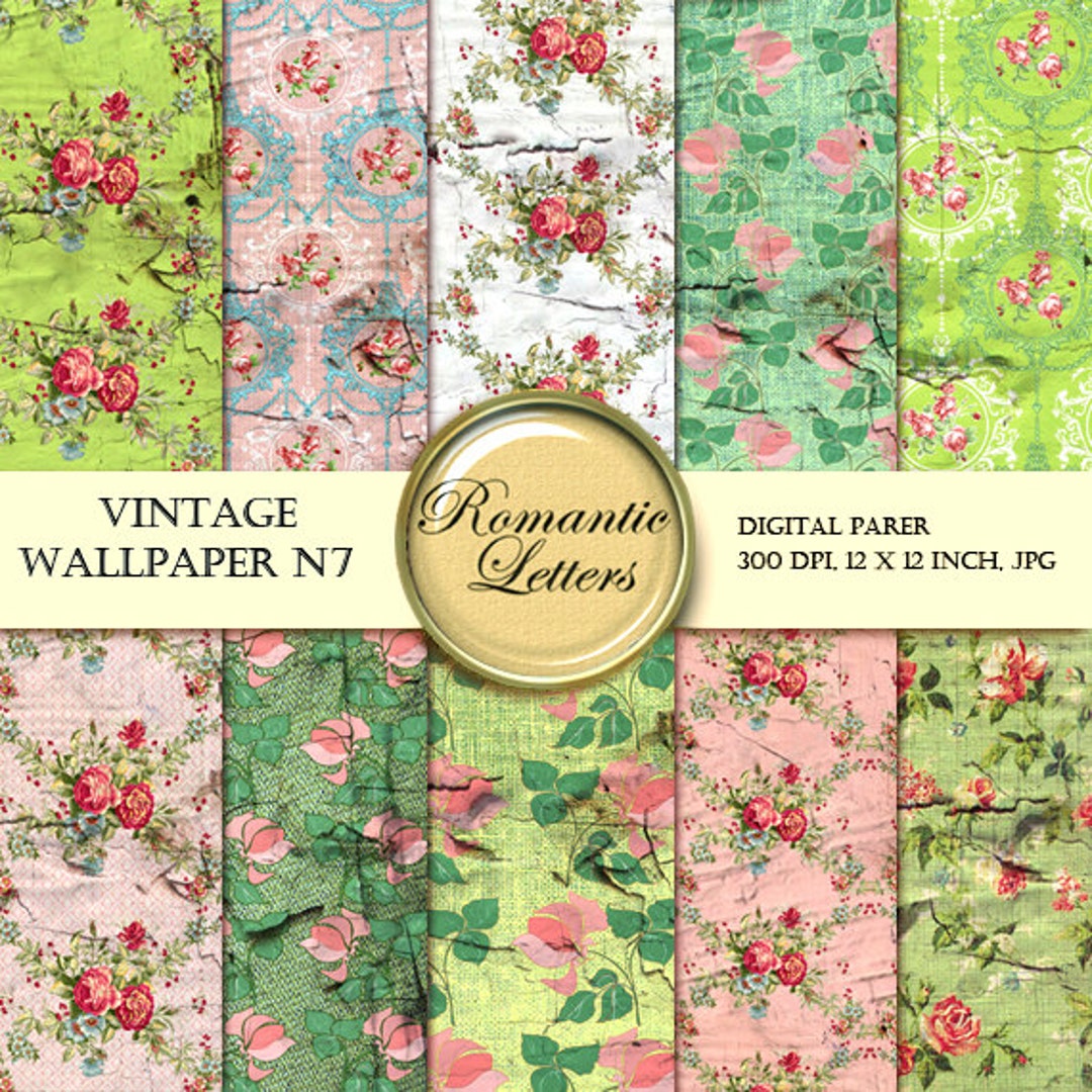 Digital Scrapbook Paper Pack Shabby Chic Old Wallpaper Digital ...