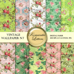 Digital Scrapbook Paper Pack Shabby Chic Old Wallpaper Digital ...