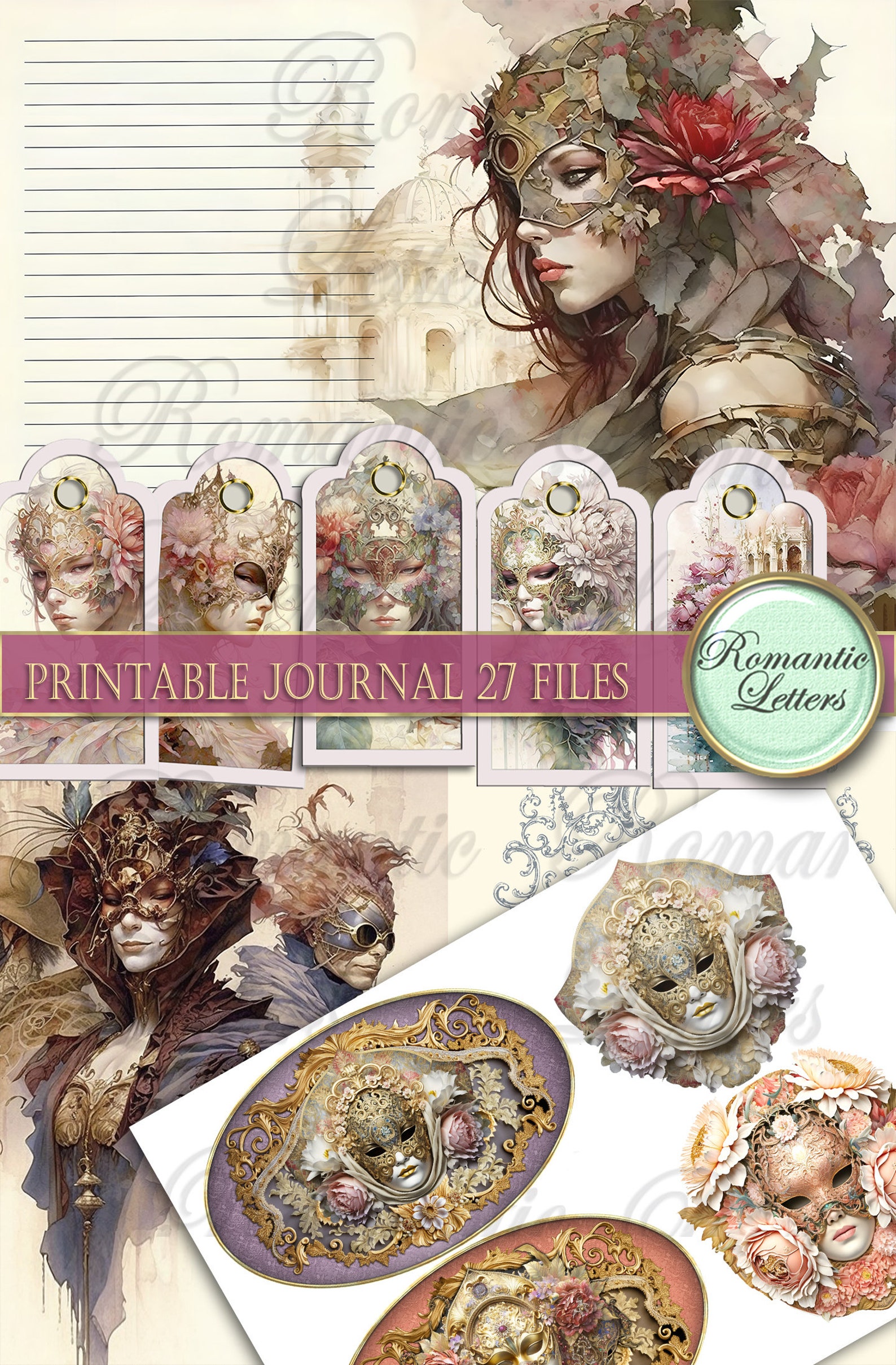 Venice Carnival Printable Junk Journal Kit Digital Printable Junk ...