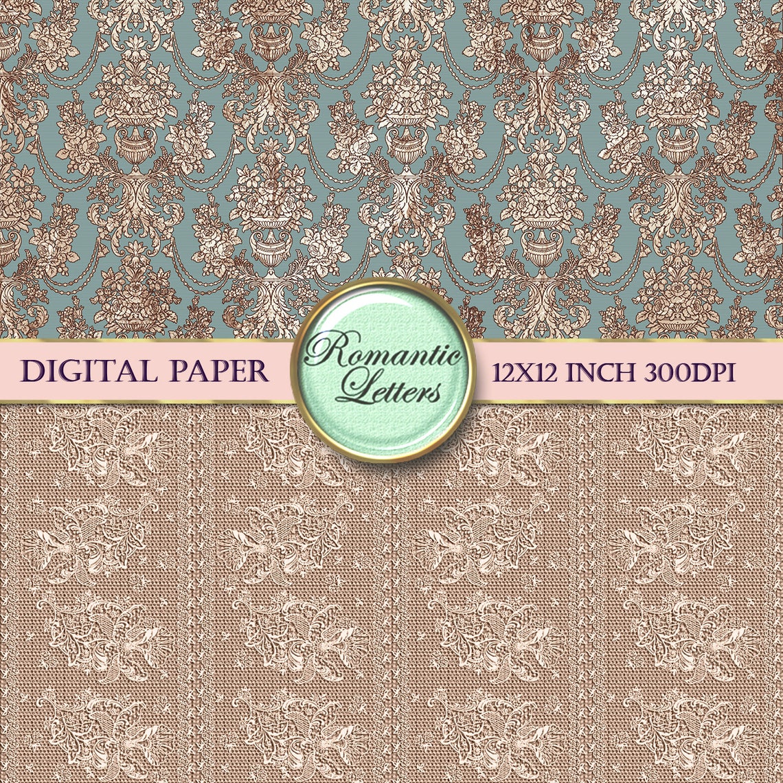Digital scrapbook paper pack background digital vintage paper | Etsy