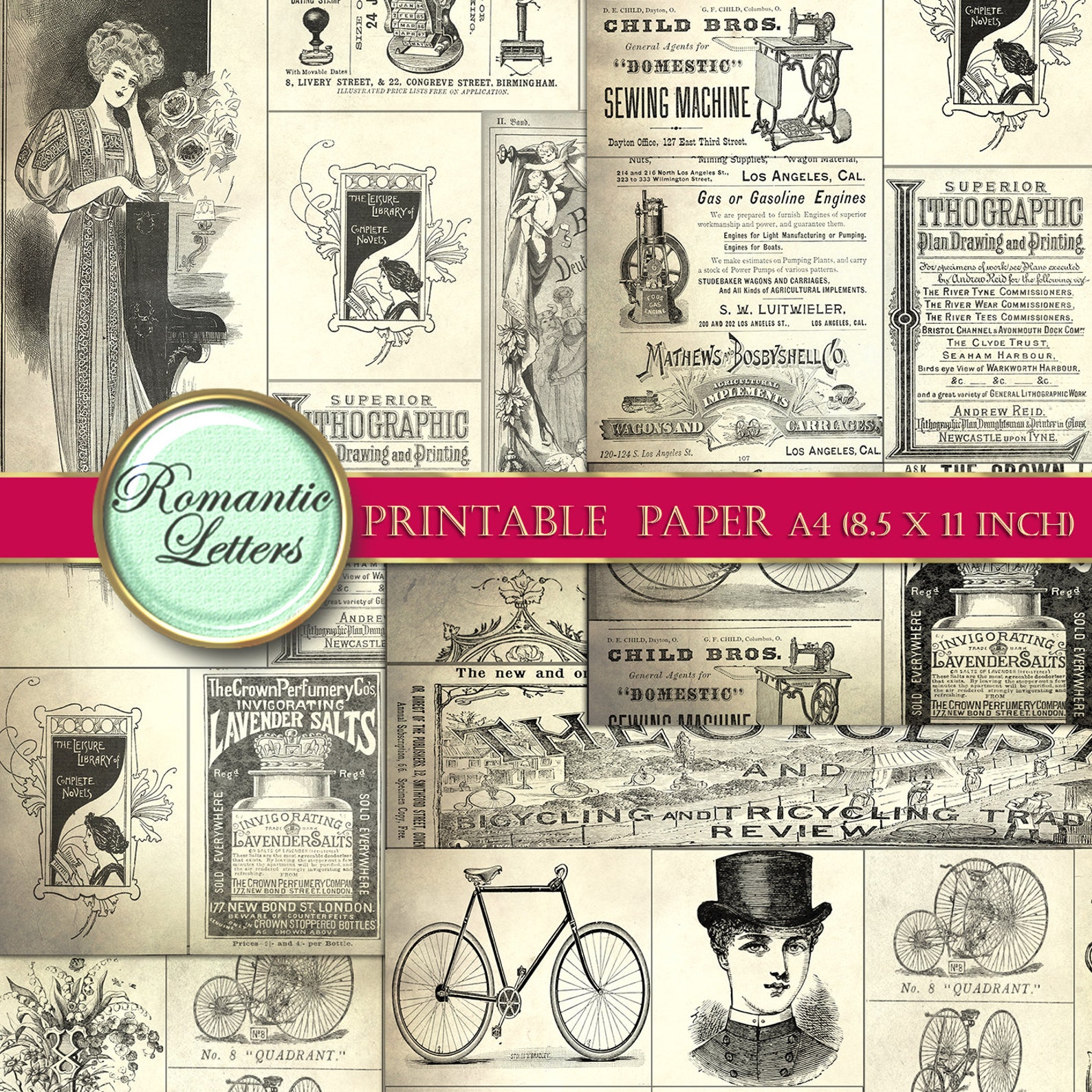 Ephemera Digital Paper Pack Digital Paper Victorian Digital - Etsy