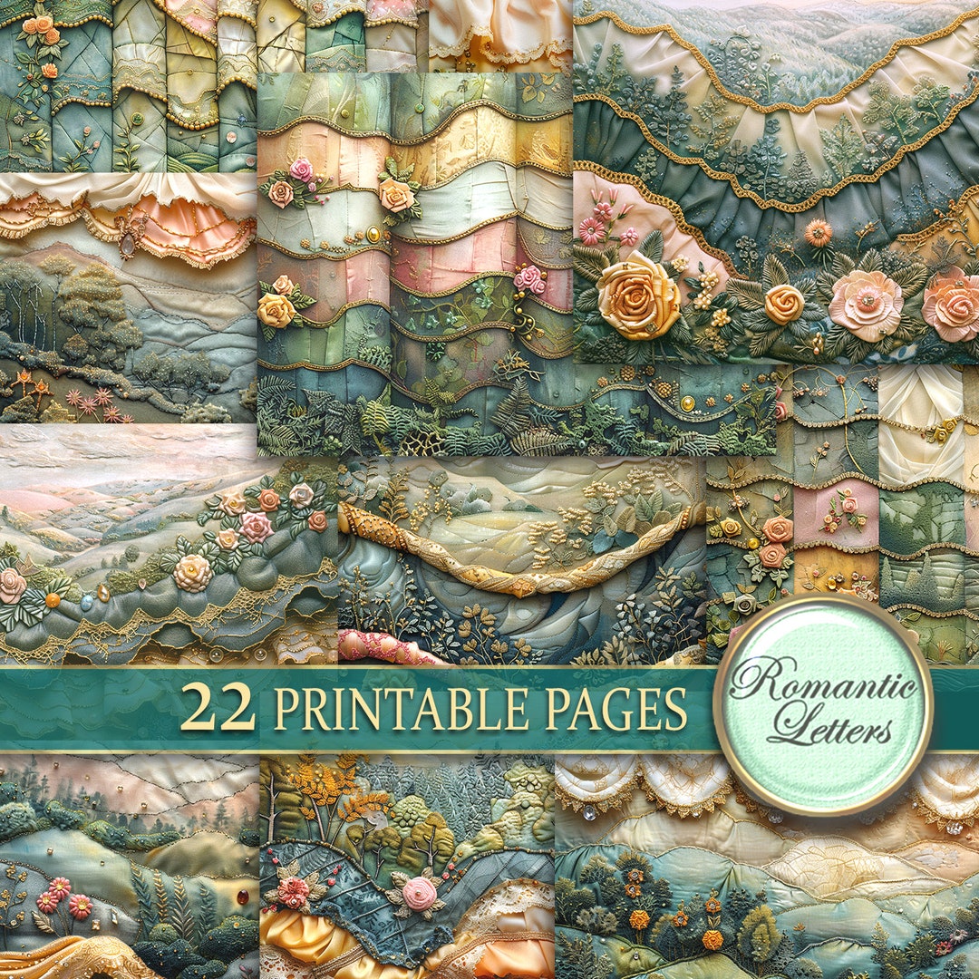 Digital Printable Scrapbook Paper Pack Forest Patchwork Fabric Craft ...