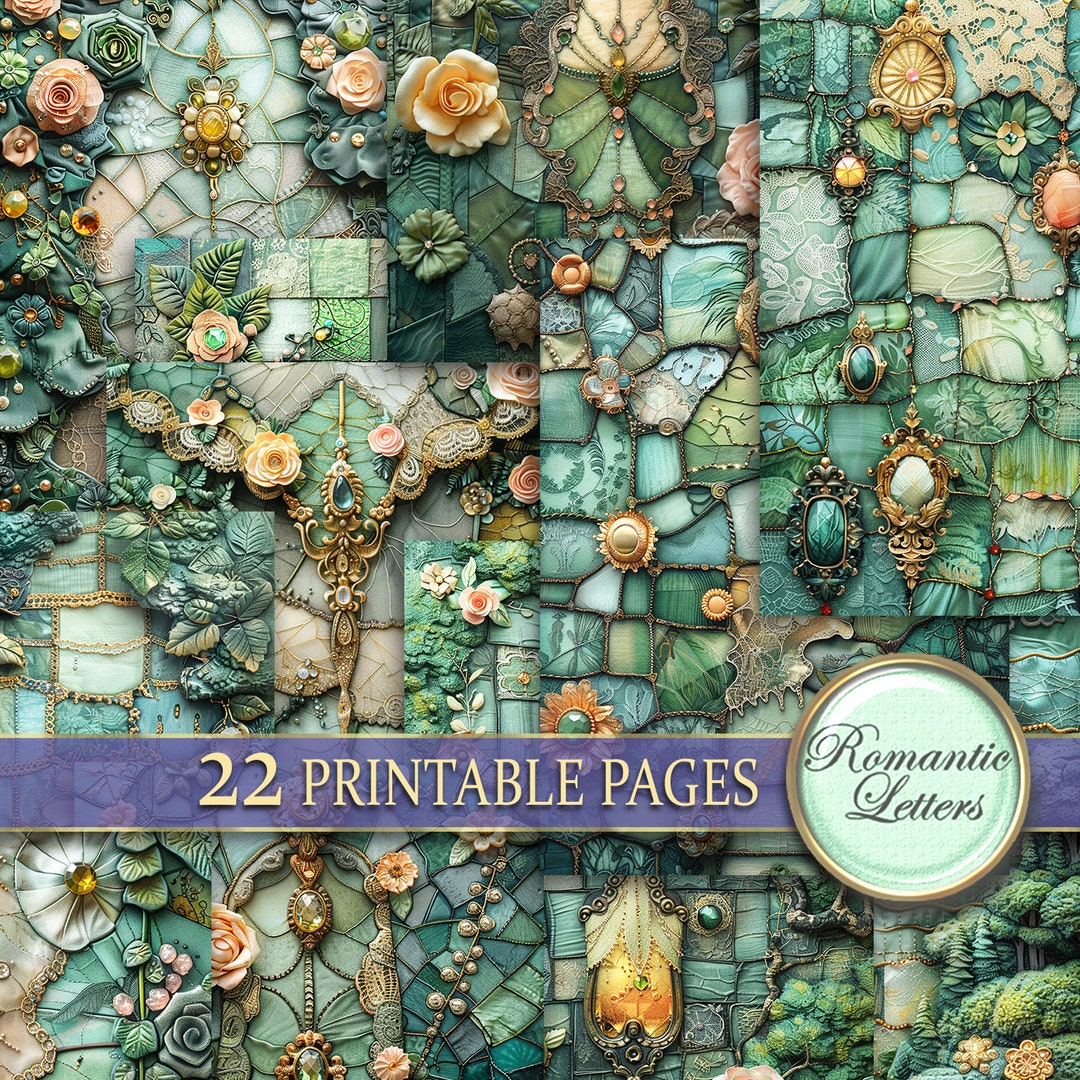 Digital Printable Scrapbook Paper Pack Magic Forest Patchwork Fabric ...