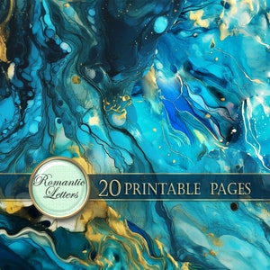 Marbled Digital Paper Pack Digital Scrapbook Printable Marbled ...