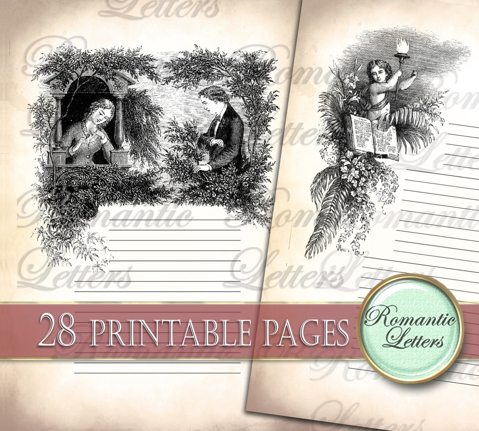 Victorian Printable Scrapbook Background Paper Digital - Etsy