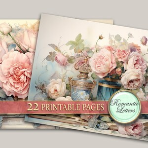 Floral Digital Printable Scrapbook Paper Pack Junk Journal Pages Shabby ...