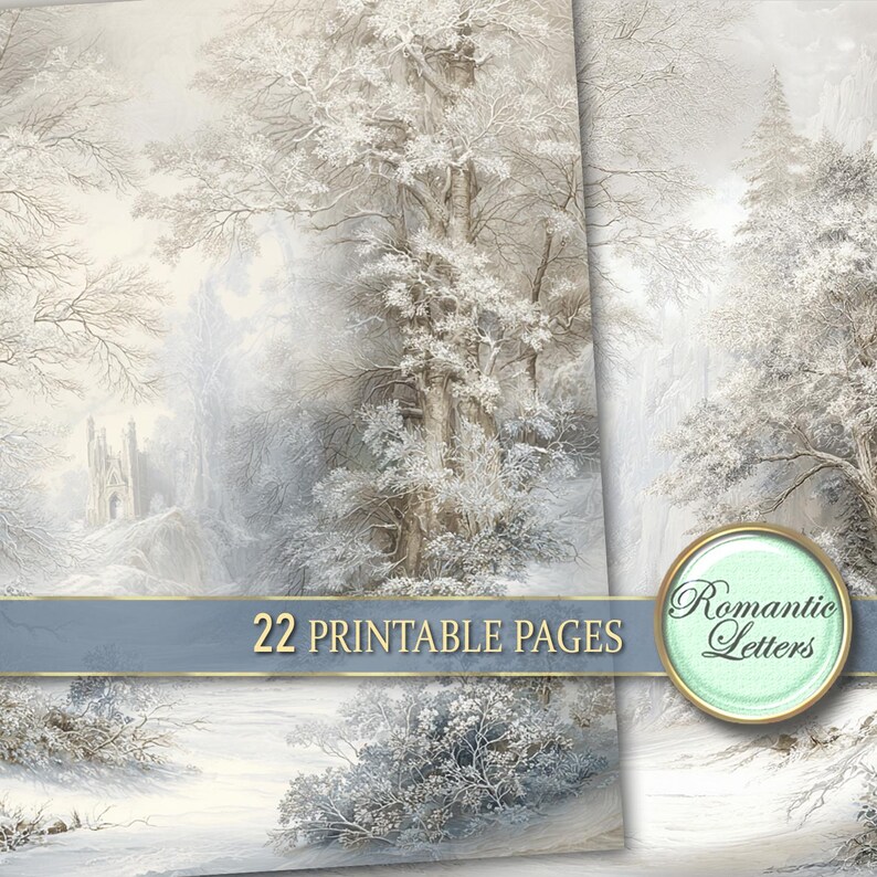 Winter Forest Digital Paper Pack Printable Winter Wedding Album Paper ...