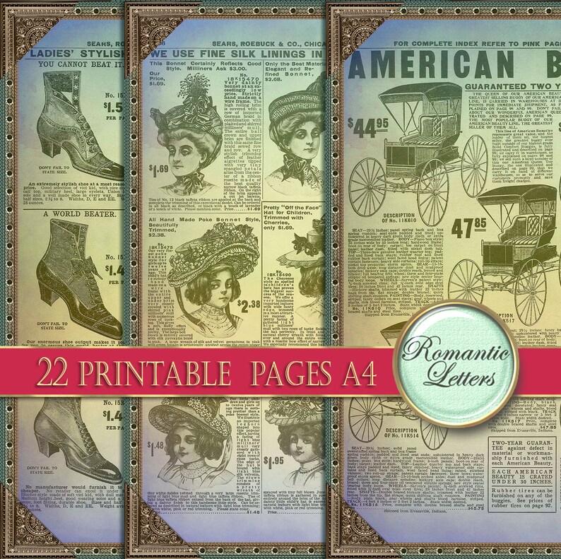 Printable Victorian Magazine Pages Digital Printable Paper - Etsy