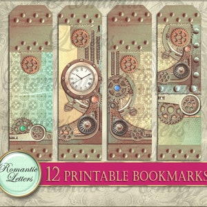 Printable Steampunk Bookmarks Set Digital Printable Gift Tags Printable ...
