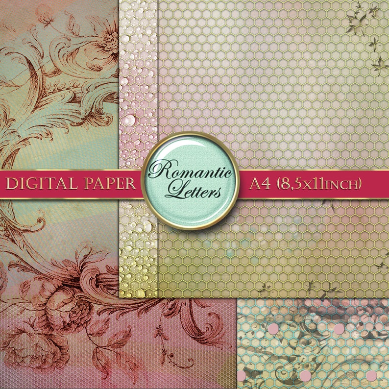 Vintage Digital Paper Pack Scrapbook Background Paper Digital Printable ...