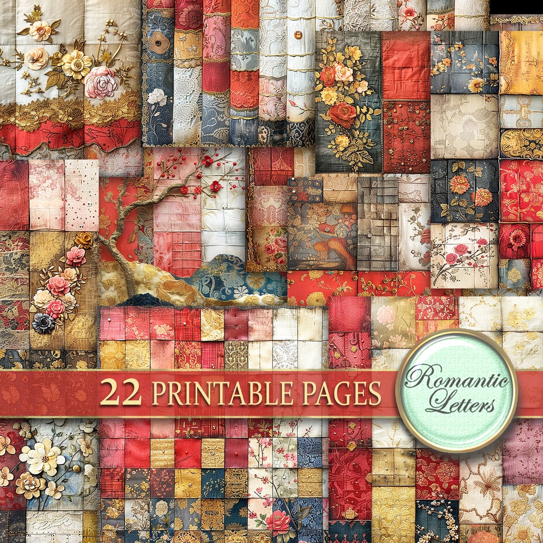 Digital Printable Scrapbook Paper Pack Junk Journal Paper Patchwork ...