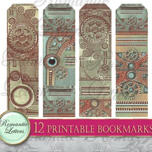 Printable Steampunk Bookmarks Set Digital Printable Gift Tags Printable ...