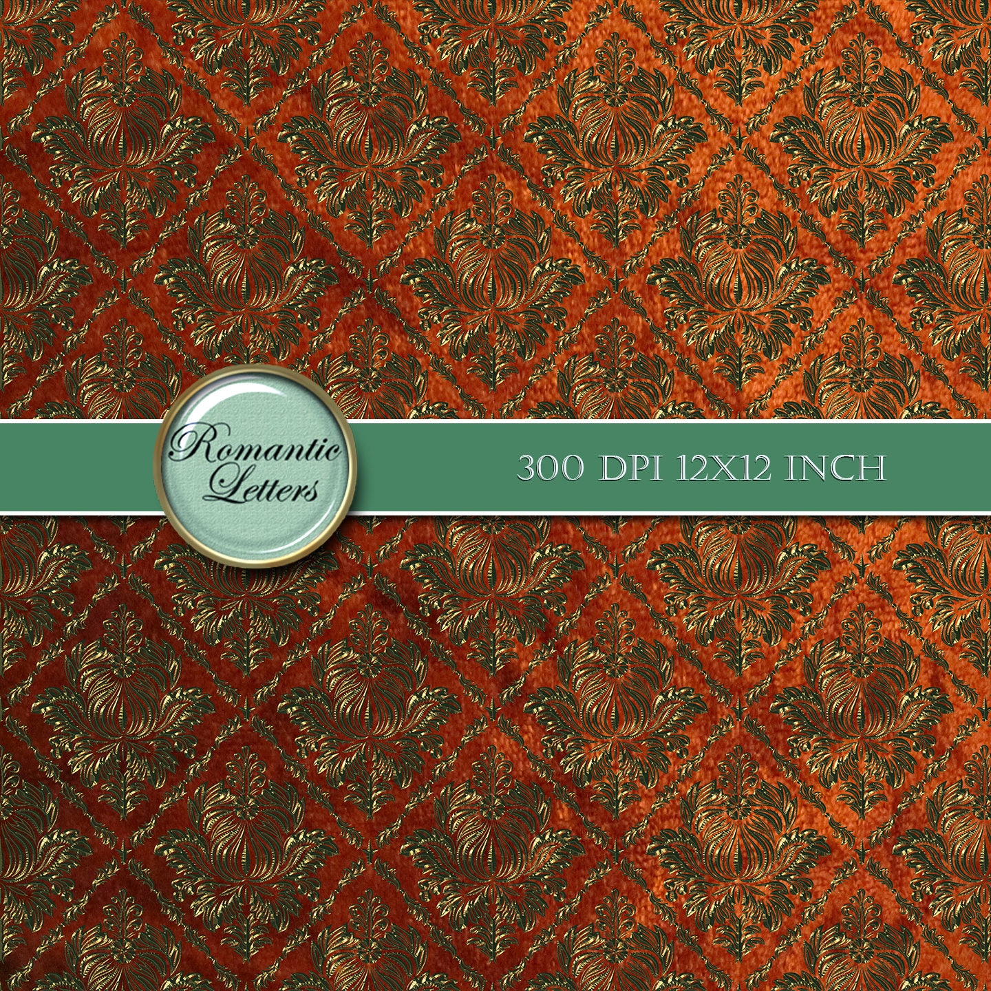 Autumn Digital Paper Gold Damask Patterns Digital Vintage Scrapbook ...