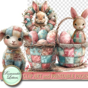 Easter Bunny Digital Clip Art Set Printable Scrapbook Paper Easter Eggs ...