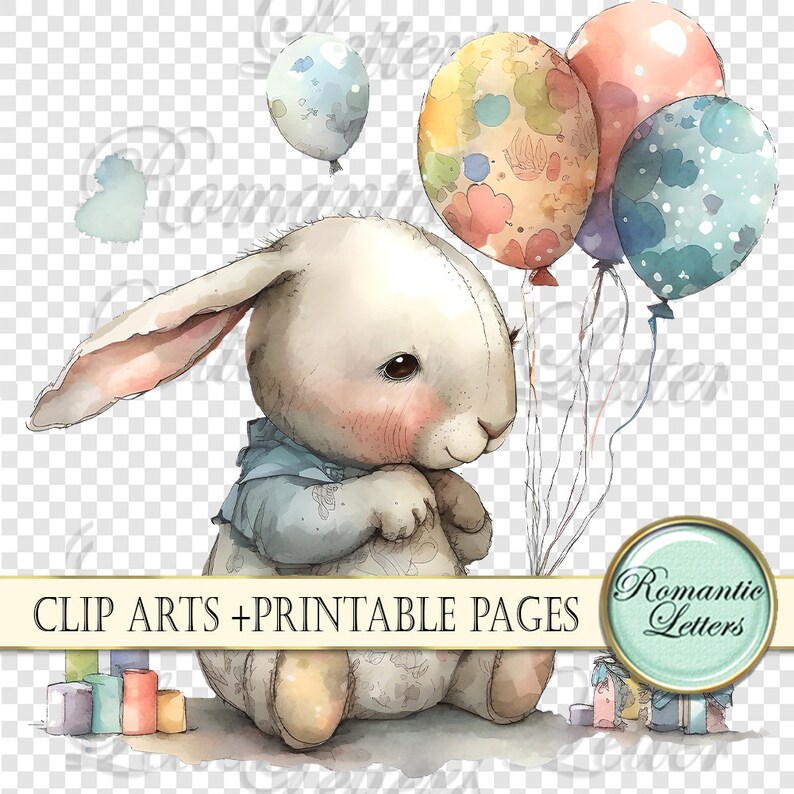Easter Bunny Digital Clip Art Set Printable Scrapbook Paper Easter Eggs ...
