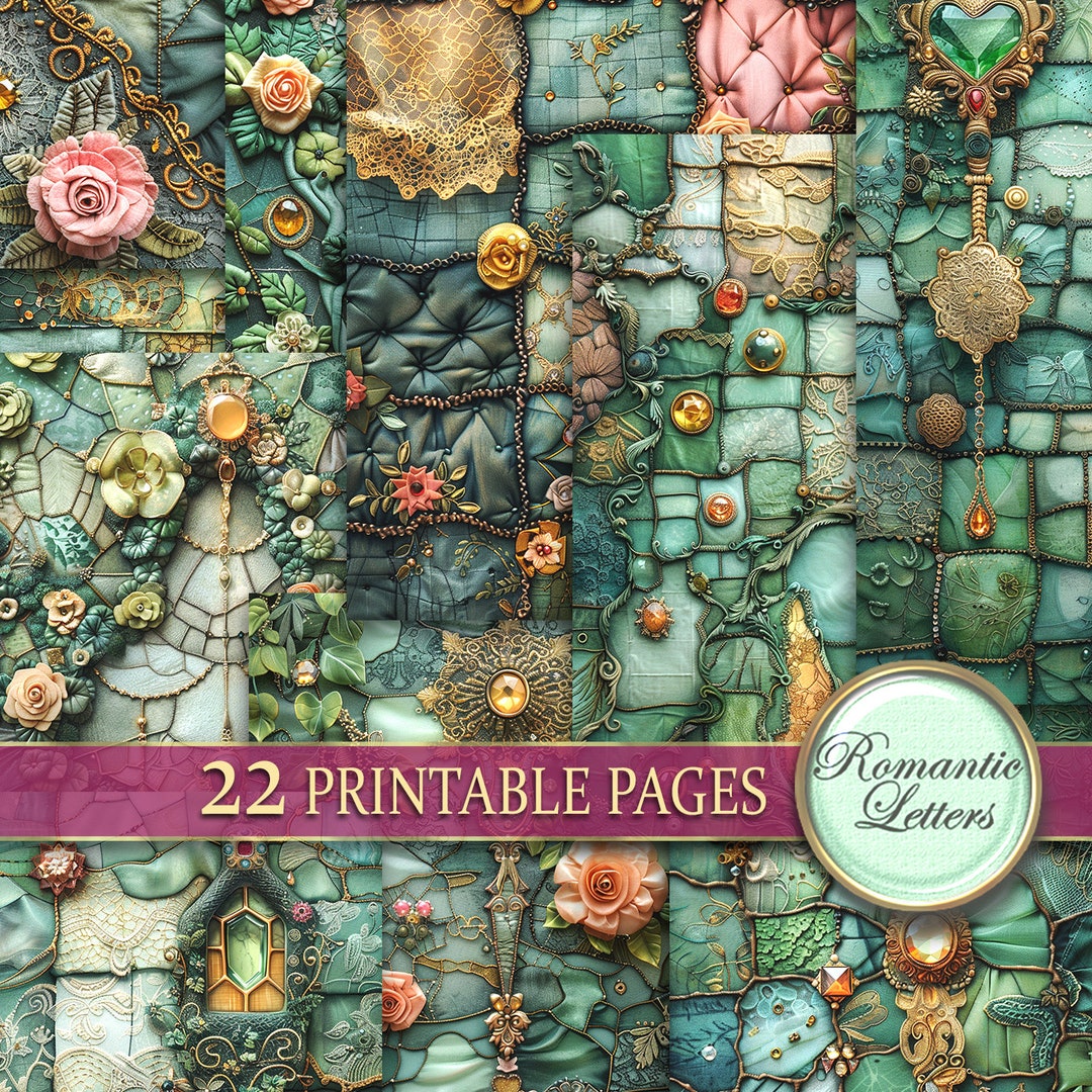 Digital Printable Scrapbook Paper Pack Patchwork Fabric Printable Craft ...