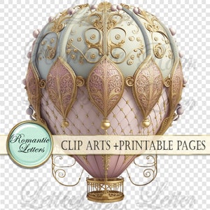 Hot Air Balloon Digital Clip Art Scrapbook Paper Nursery Clipart Baby ...