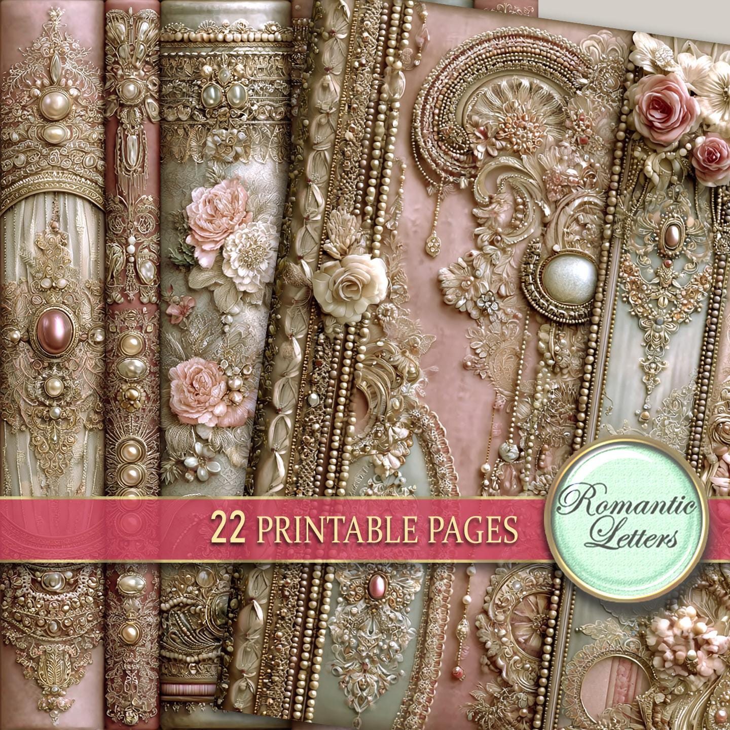 Digital Printable Scrapbook Paper Pack Baroque Junk Journal Pages ...