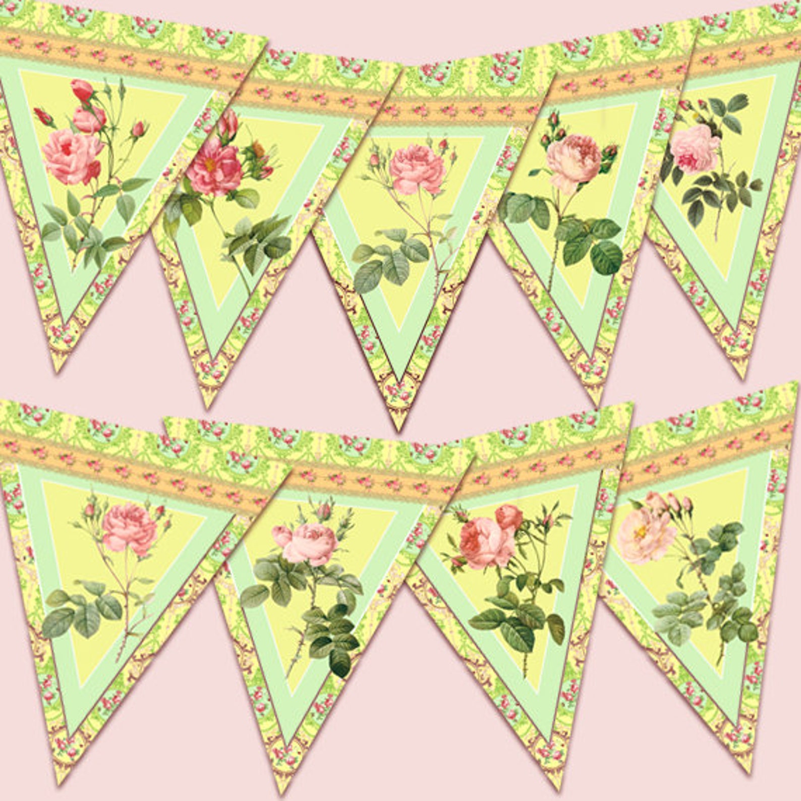 Printable digital banner rose digital wedding party banner | Etsy