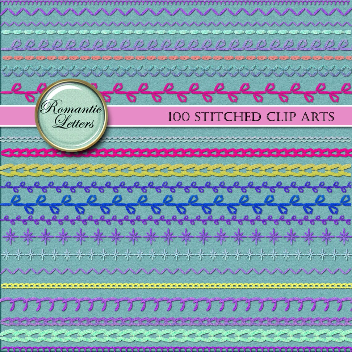 Stitches Clip Art Digital Clip Art Digital Scrapbook Borders - Etsy