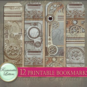 Printable Steampunk Bookmarks Set Printable Scrapbook Gift Tags ...