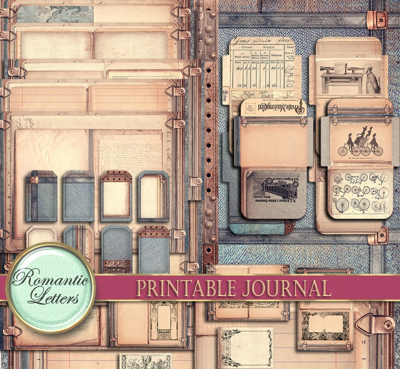 Printable Junk journal kit digital scrapbooking paper | Etsy