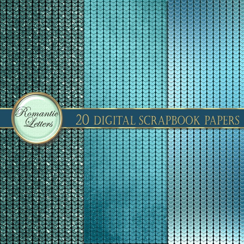 Digital Paper Teal Digital Scrapbook Album Paper Digital | Etsy