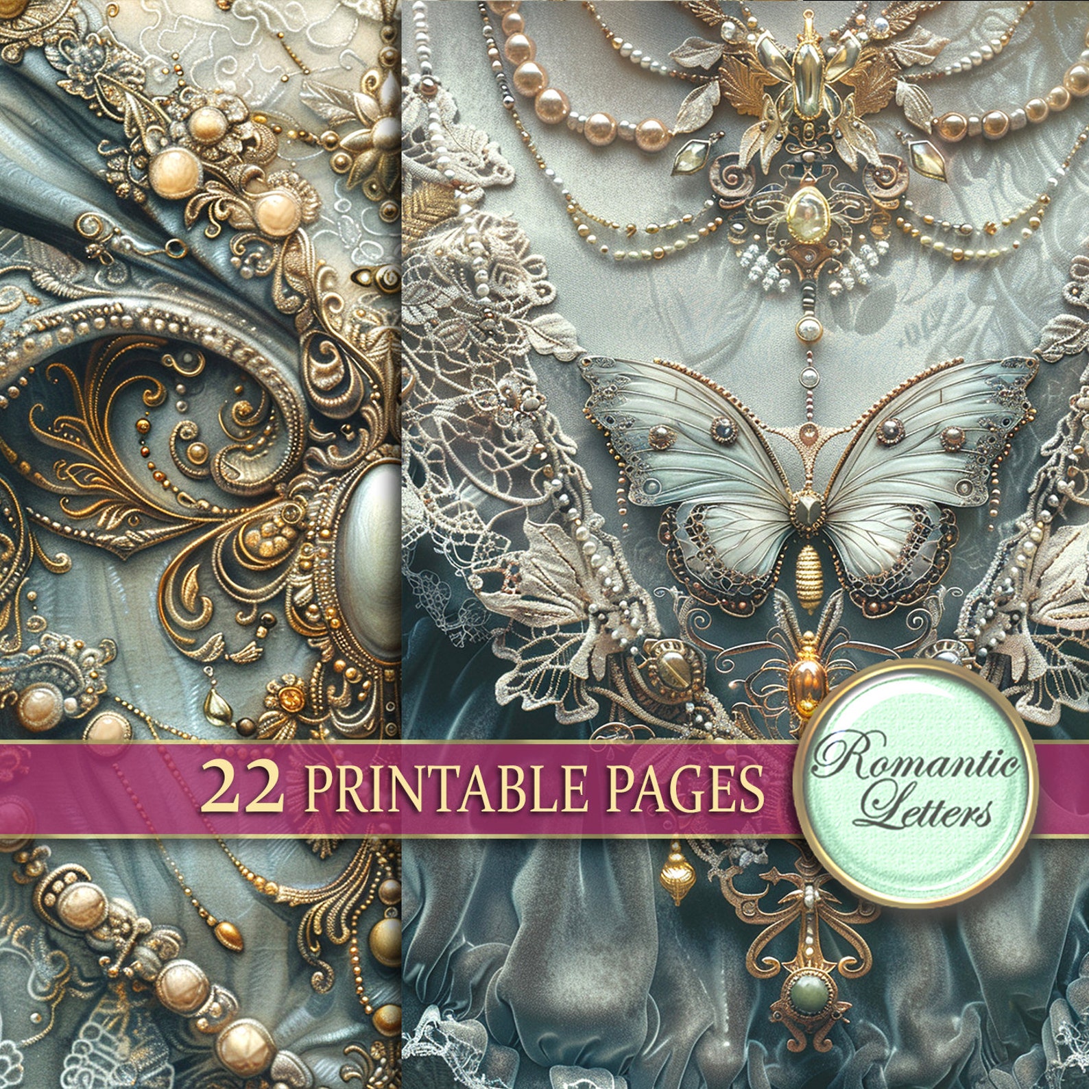 Digital Printable Scrapbook Paper Pack Shabby Chic Wedding Album Luxury ...