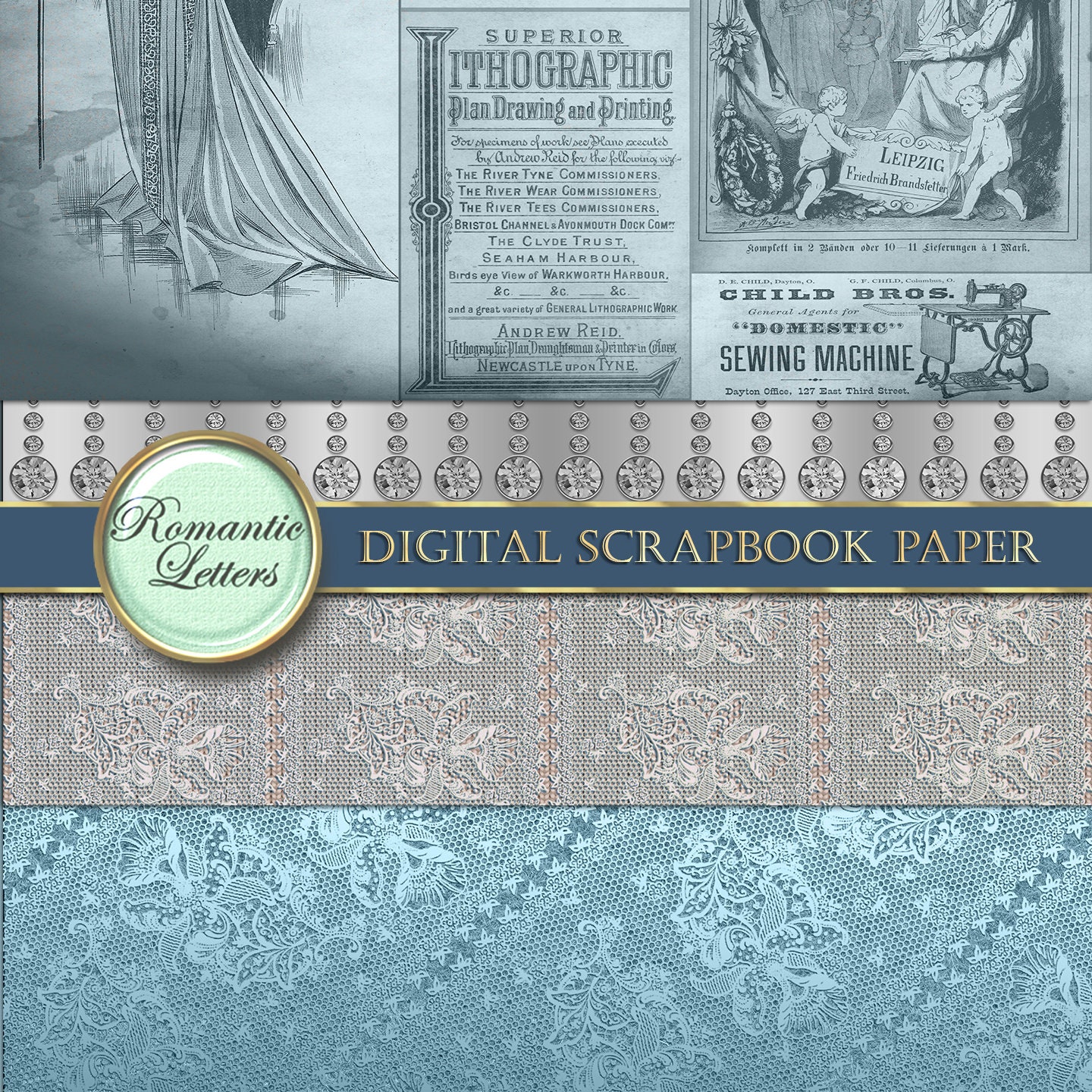 Victorian ephemera digital paper digital paper digital | Etsy