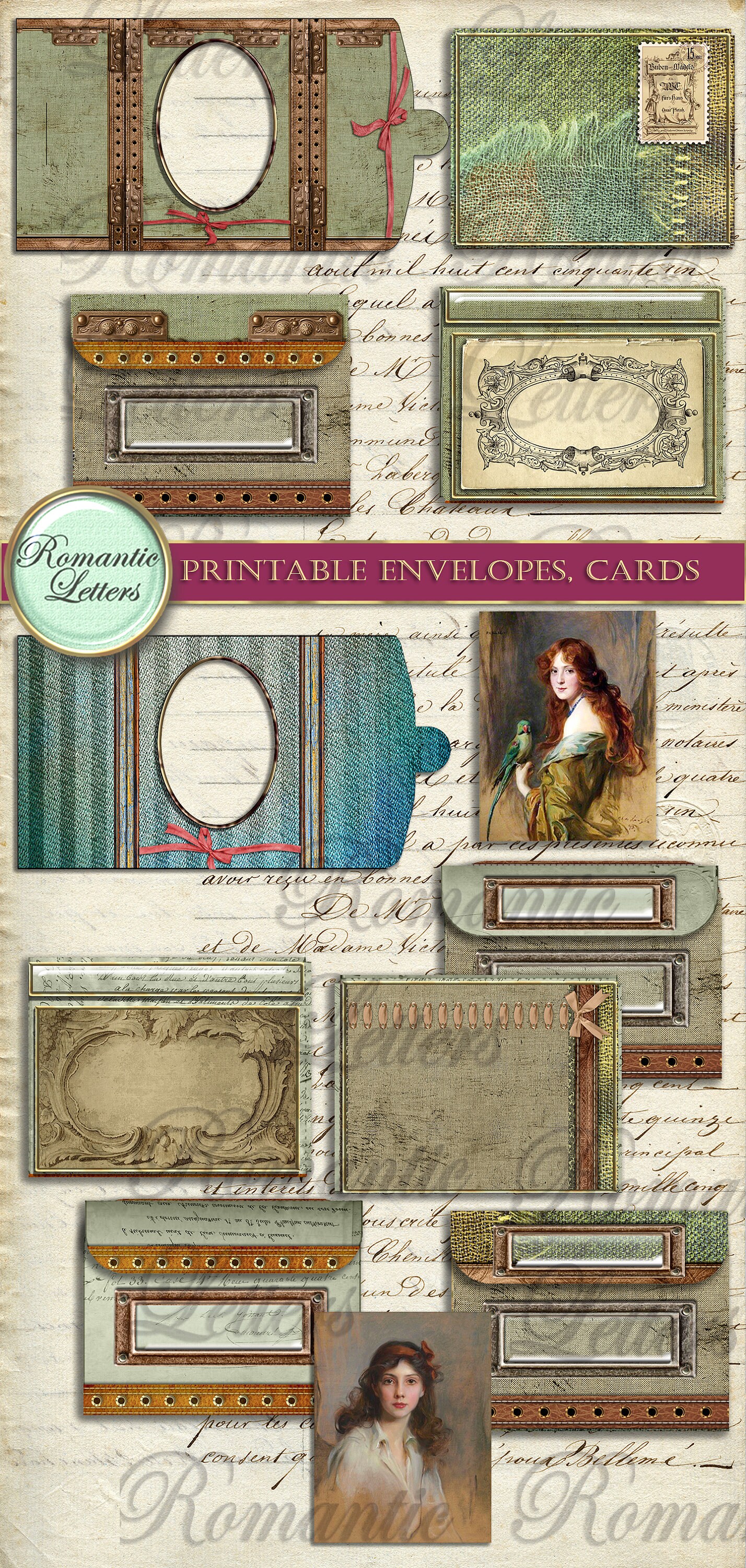 Printable Victorian Envelopes Printable Cabinet Card Frames | Etsy