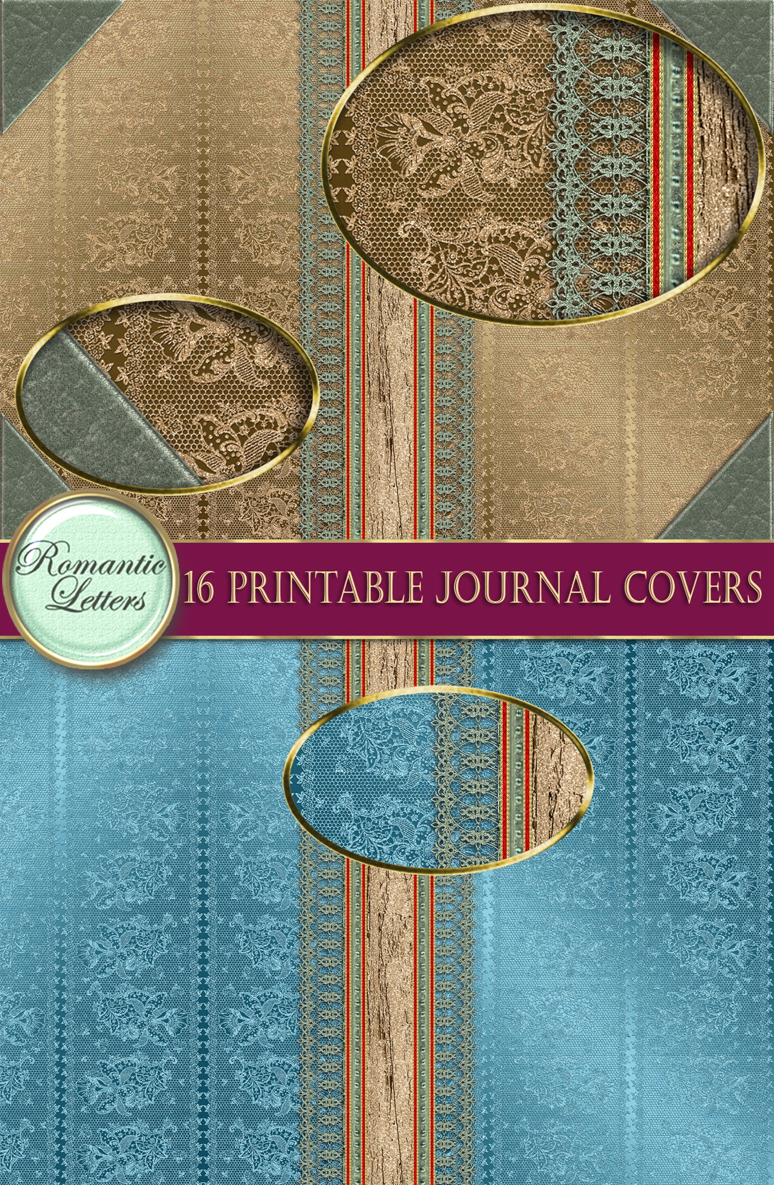 Printable Junk Journal Covers Kit Digital Scrapbook Cover | Etsy
