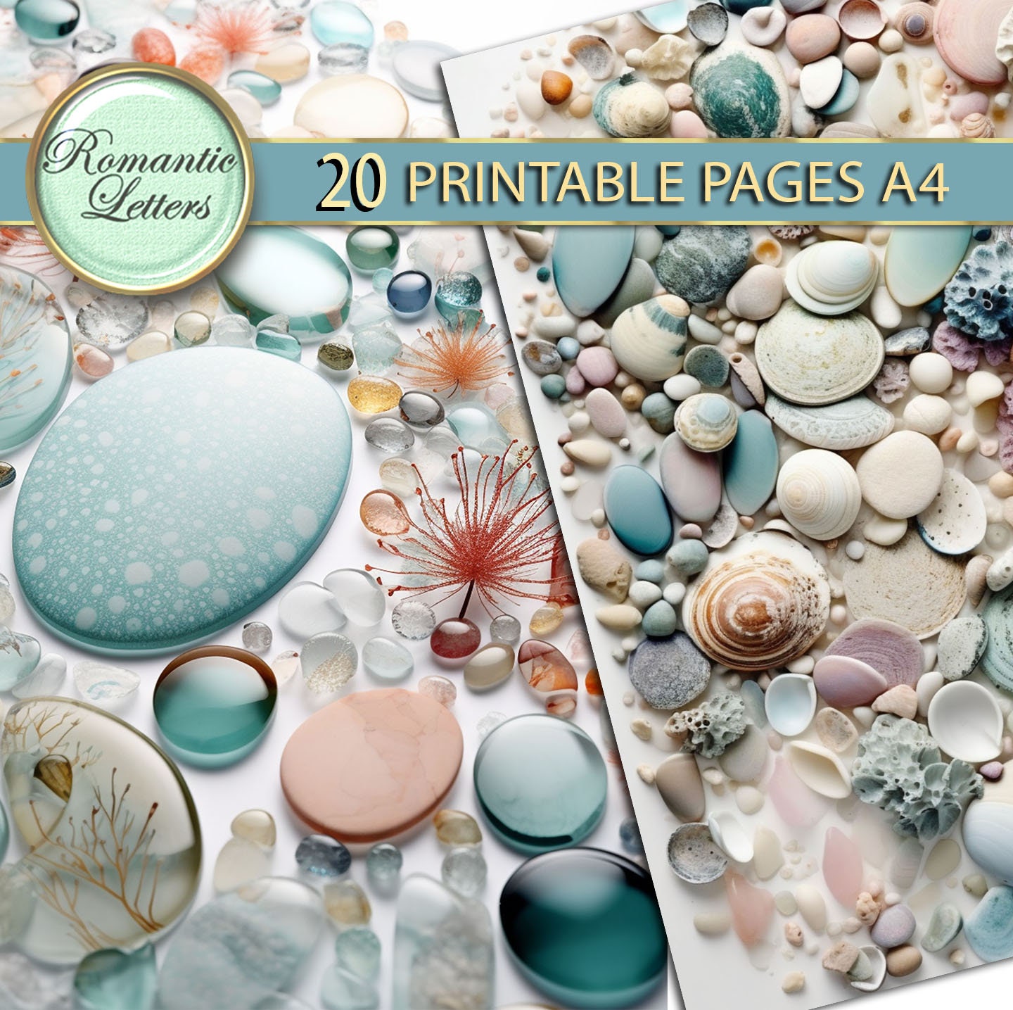 Beach Sea Shells Digital Scrapbook Paper Printable Beach Sand ...