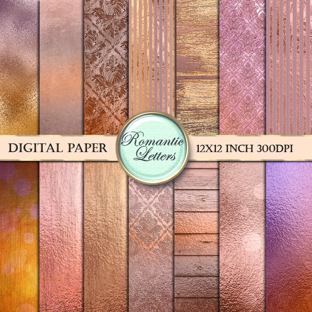 Rose Gold Digital Scrapbook Paper 12x12 Scrapbook Background Paper ...