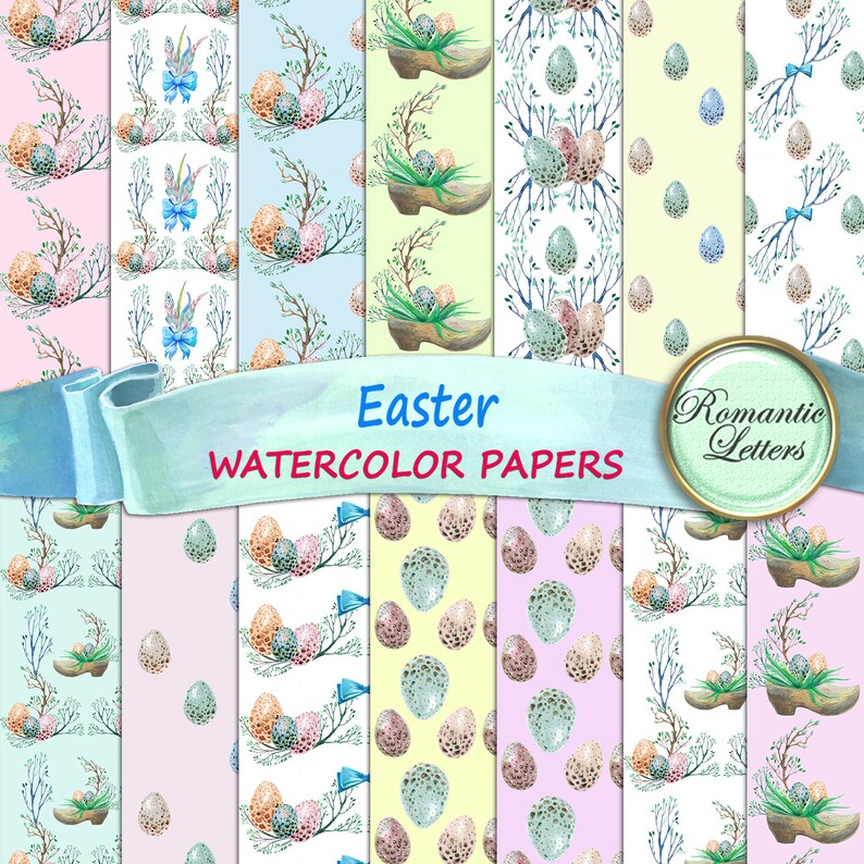 Easter Watercolor Digital Scrapbook Paper Pack Easter Paper - Etsy