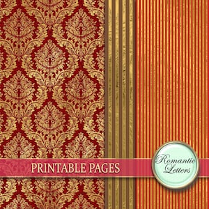 Digital Paper Damask Gold Digital Paper Red Gold Digital Background ...