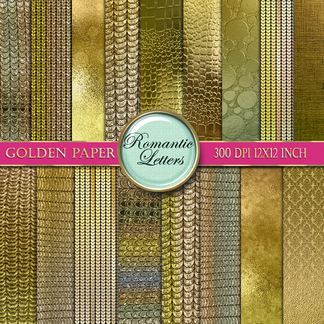 Digital Paper Pack Gold Digital Scrapbook Paper Digital Texture Gold ...