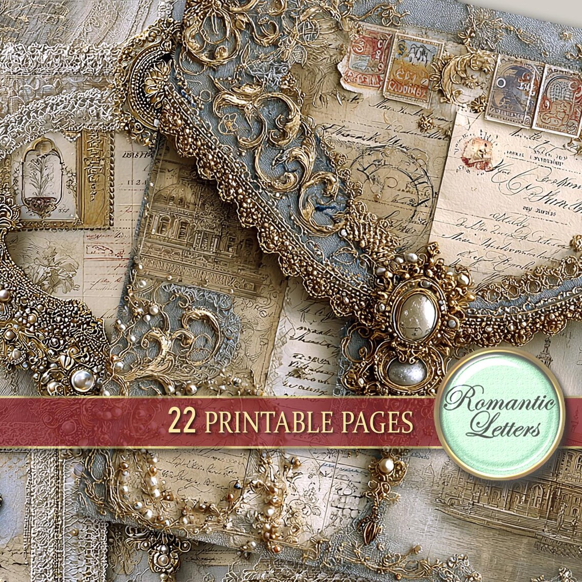 Vintage Ephemera Digital Scrapbook Paper Pack Printable Junk Journal ...