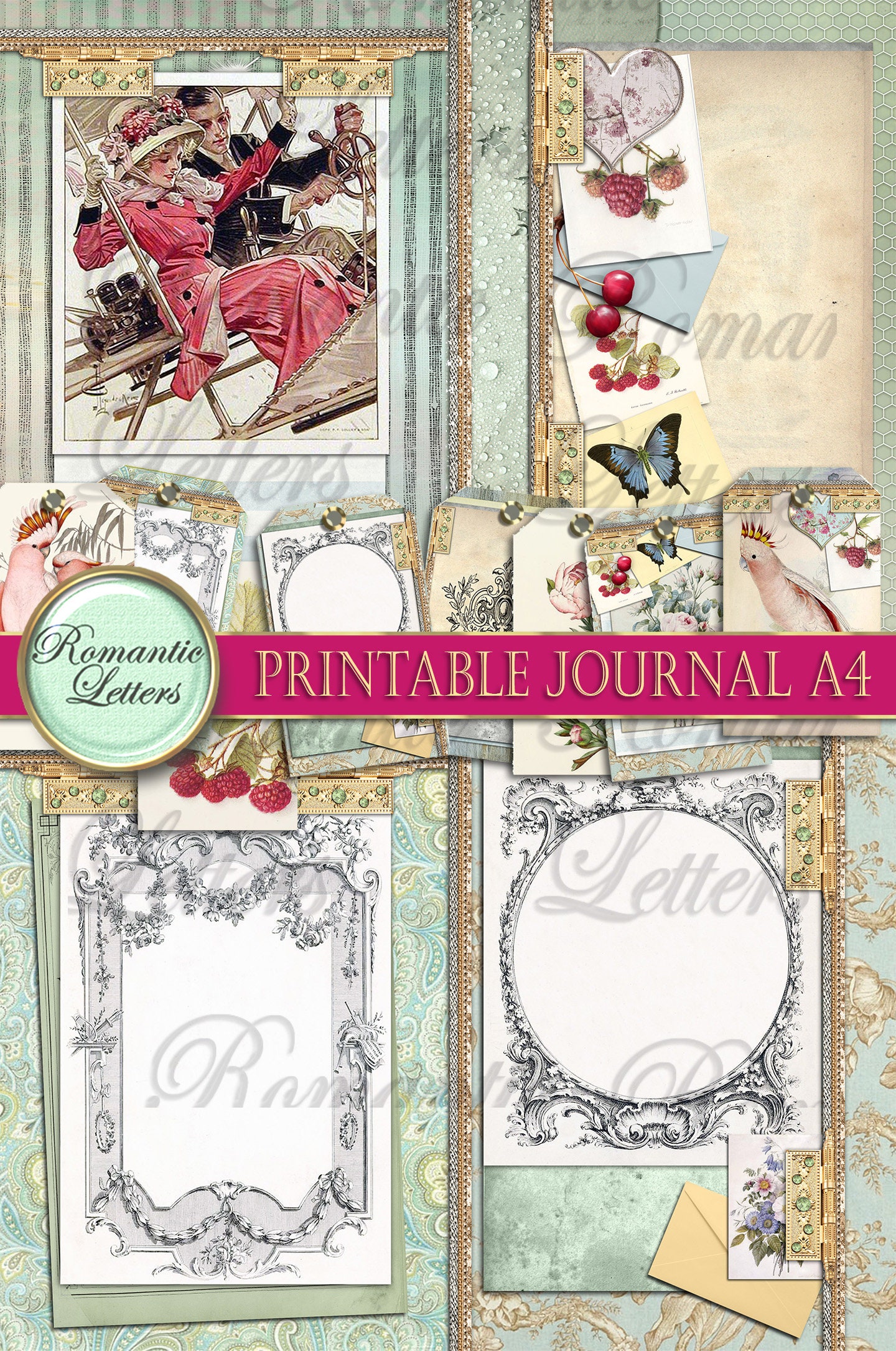 Printable Junk journal kit vintage digital scrapbook printable | Etsy