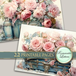 Floral Digital Printable Scrapbook Paper Pack Junk Journal Pages Shabby ...