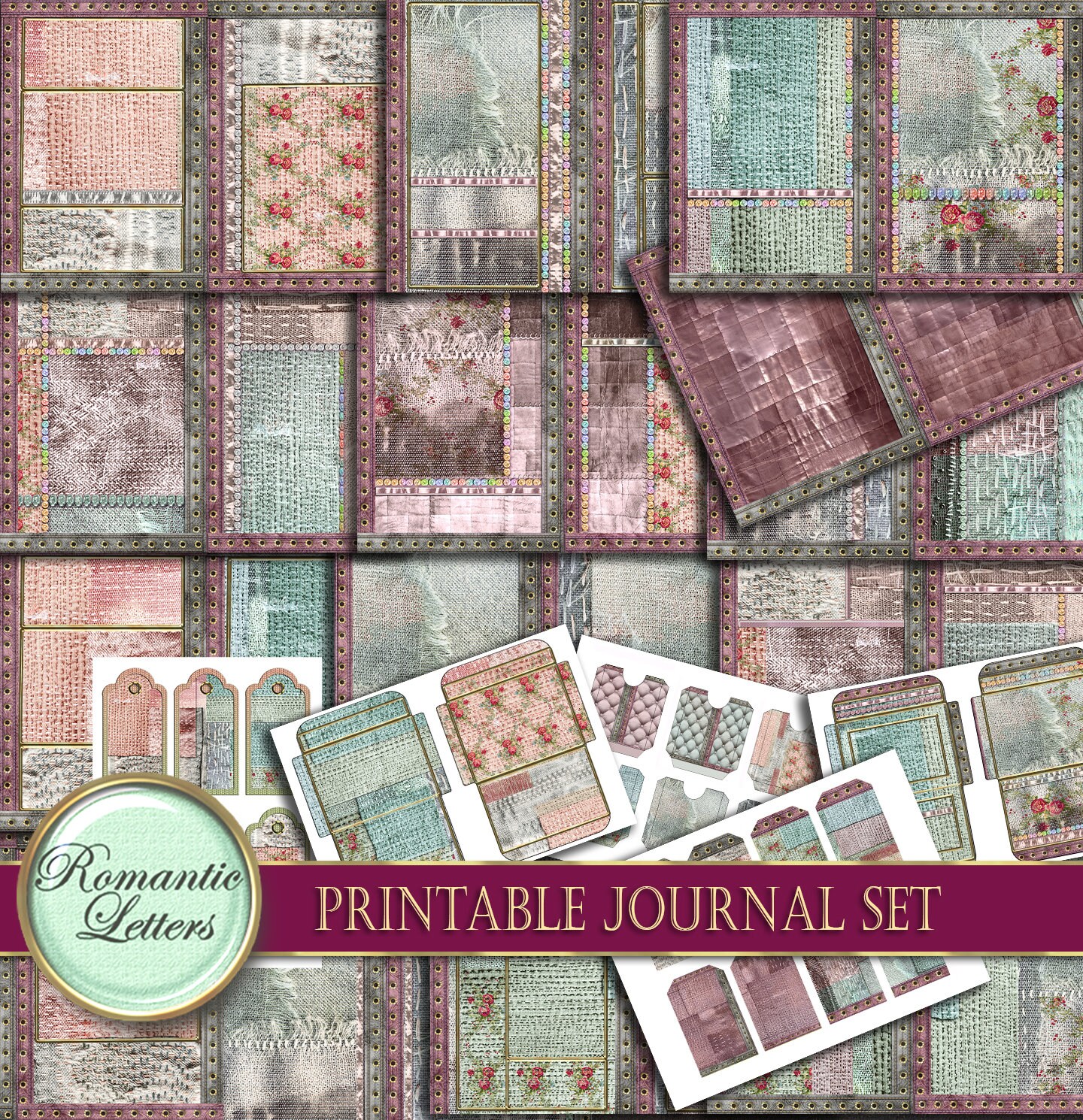 Printable Junk Journal Pages Digital Scrapbook Background Paper Digital ...