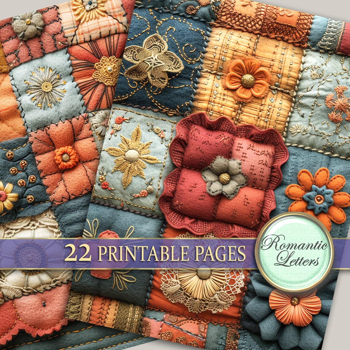 Patchwork Digital Printable Scrapbook Paper Pack Junk Journal Paper ...
