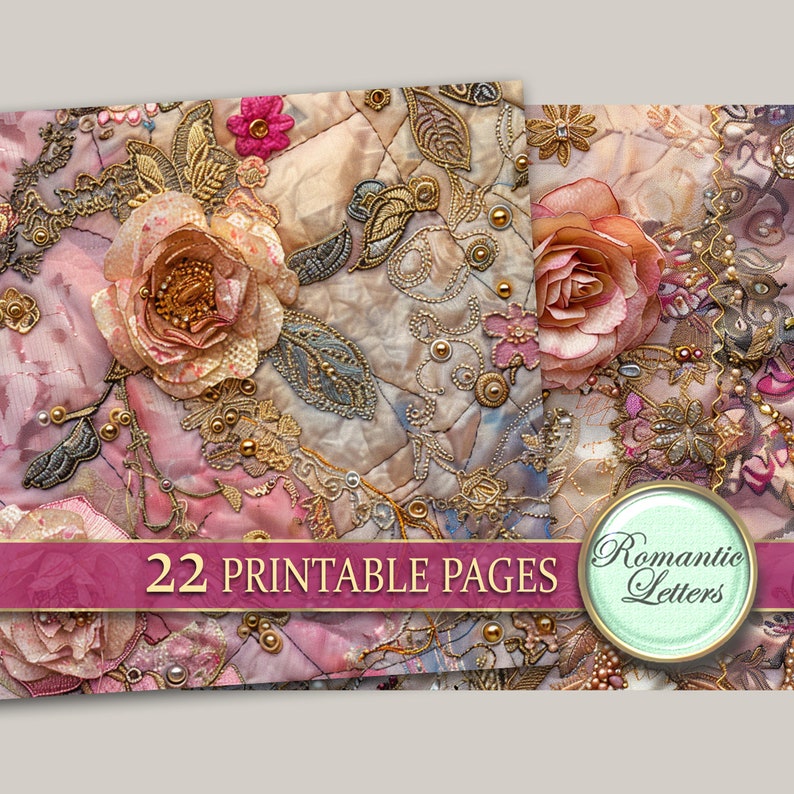 Digital Printable Scrapbook Paper Pack Flowers Shabby Chic Patchwork ...