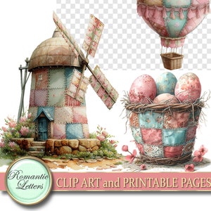 Easter Bunny Digital Clip Art Set Printable Scrapbook Paper Easter Eggs ...